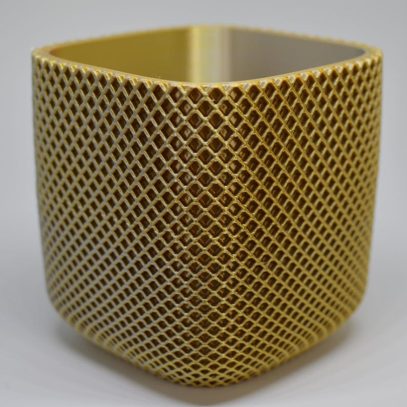 3D Printed Gold Mesh Vase Modern Geometric Home Decor, Sculptural ...