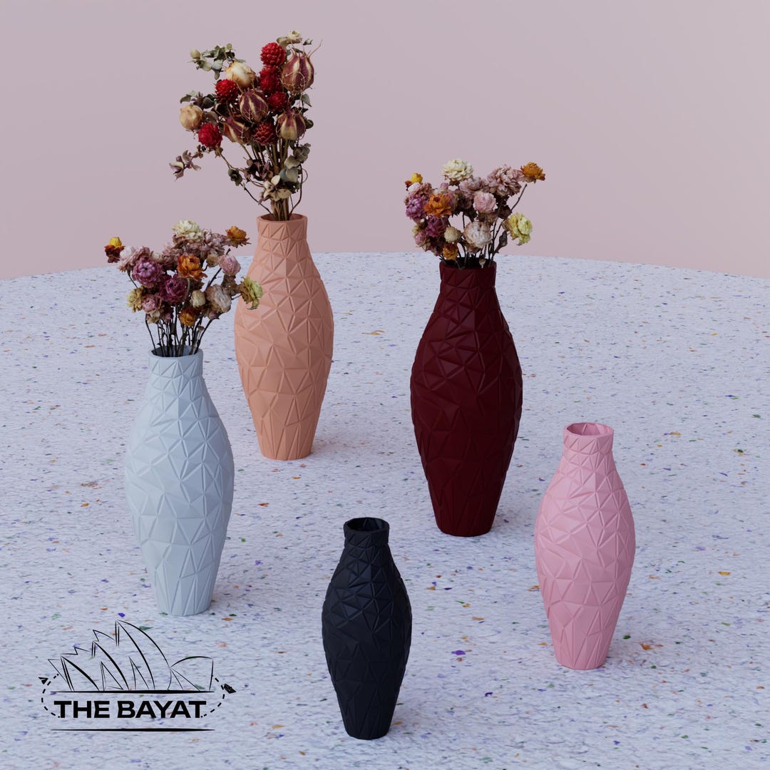 3D Printed Geometric Sculptural Vase – Modern Angular Polygon Design ...