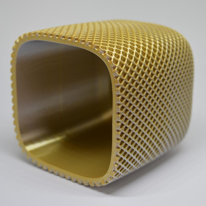 3D Printed Gold Mesh Vase Modern Geometric Home Decor, Sculptural ...