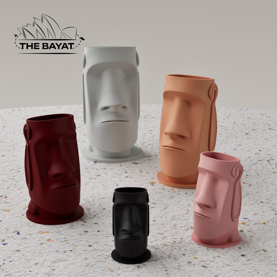 3D Printed Moai Head Flower Pot Modern Easter Island Statue Planter for ...