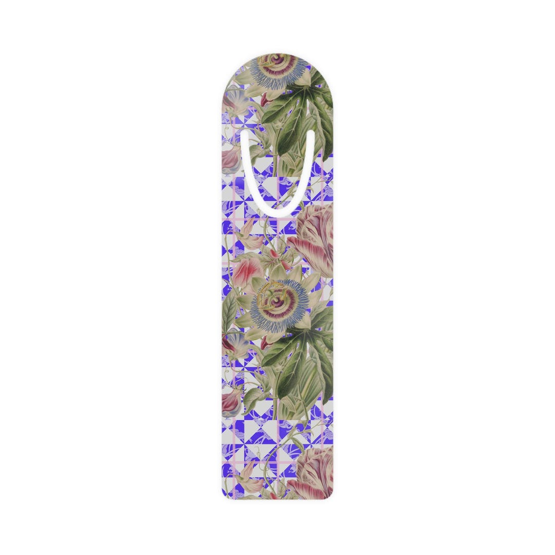 Vintage Floral Tile Bookmark | Metal Corner Ribbon - Etsy