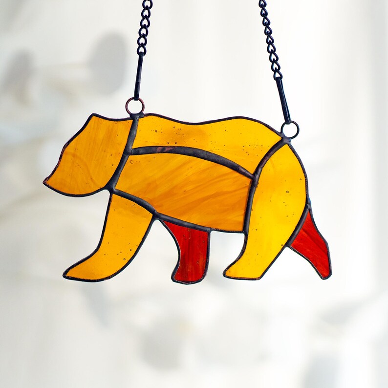 Bear Stained Glass Sun Catcher Window Hangings Christmas Gift Home Wall ...
