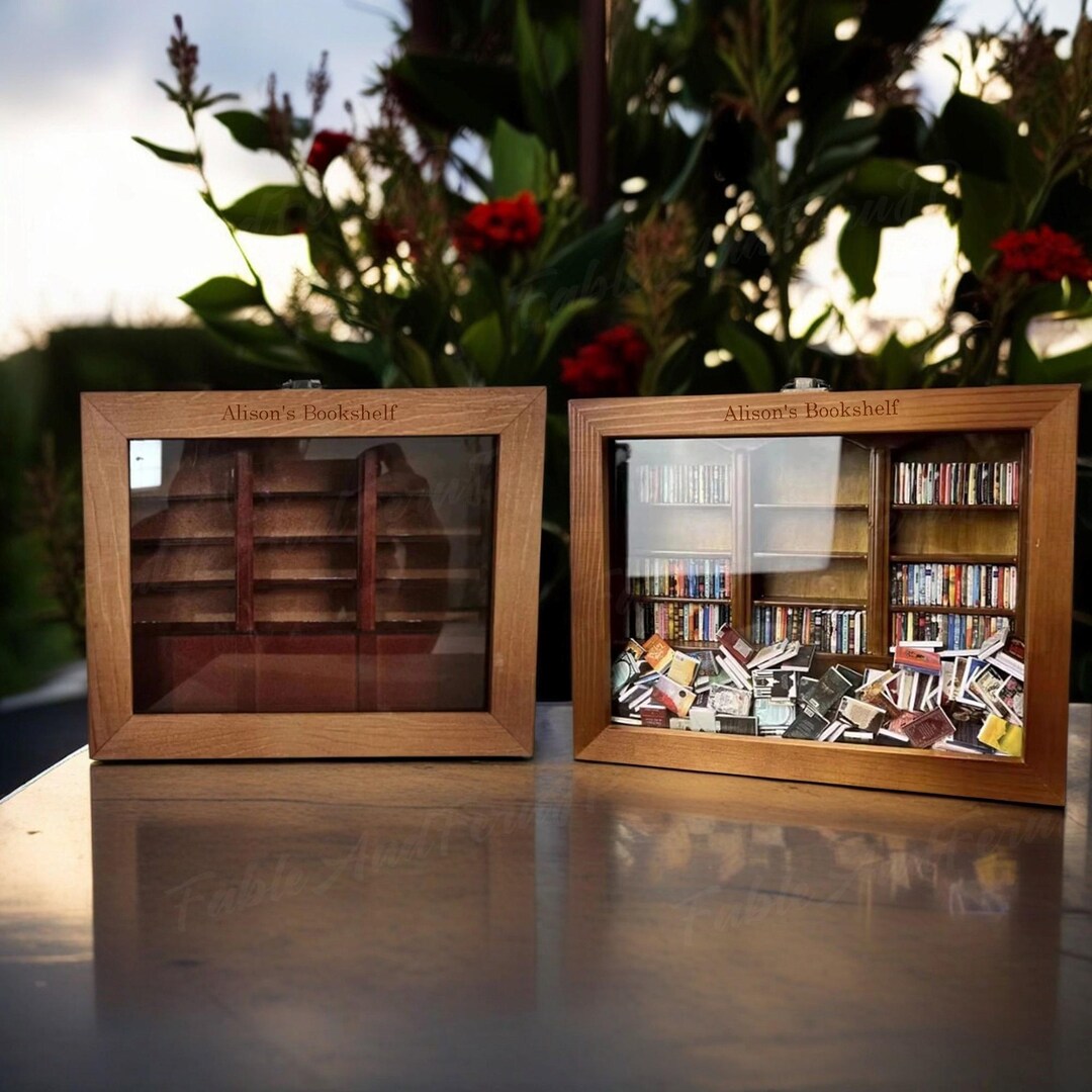 Handmade Anxiety Relief Mini Bookcase, Carved Mini Bookcase, Book Lover ...