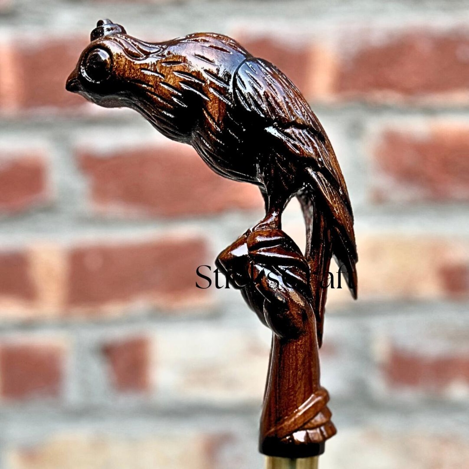 Owl Stick Topper Cane Wooden Walking Stick FANCY Carved Owl Wooden ...