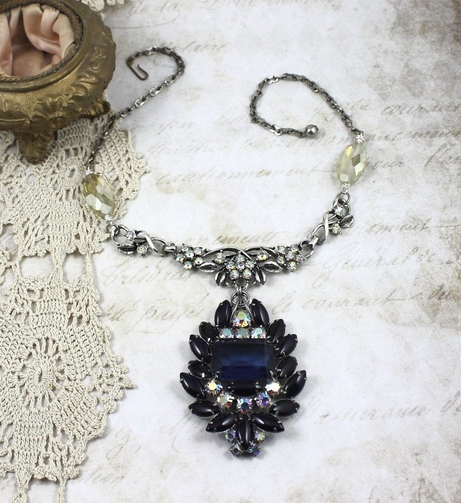 Vintage Assemblage Large Brooch Pendant Necklace Vintage Assemblage Statement Necklace Vintage