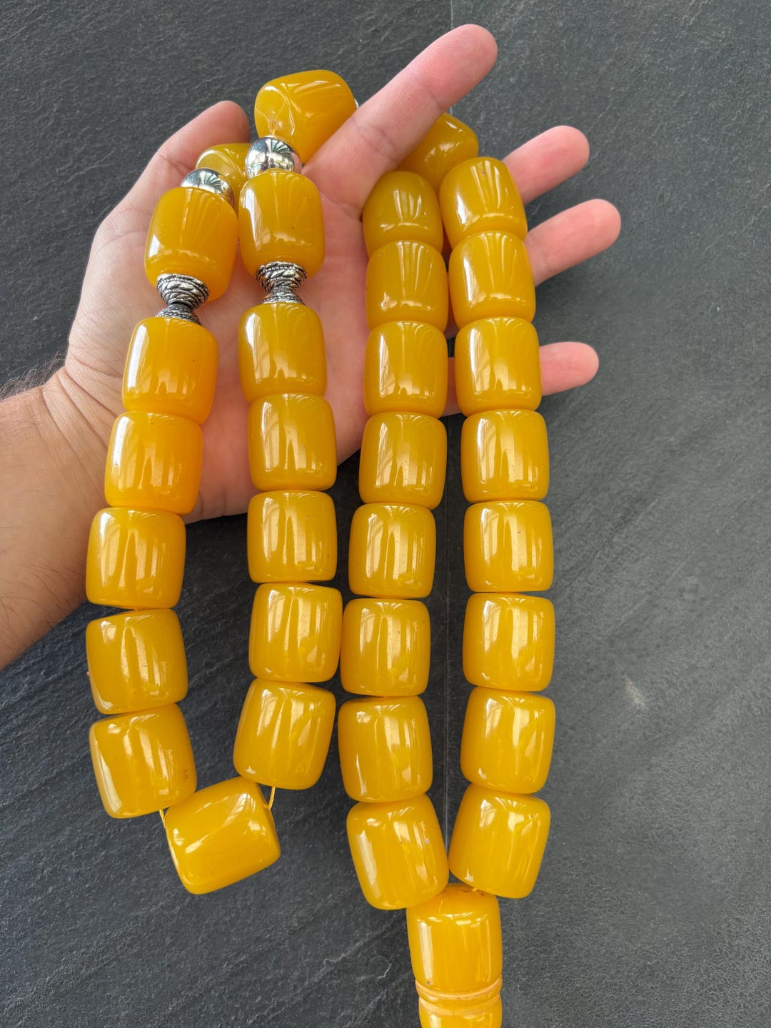 Amber Style Prayer Beads – Handmade Islamic Tesbih Misbaha, 33 Barrel ...