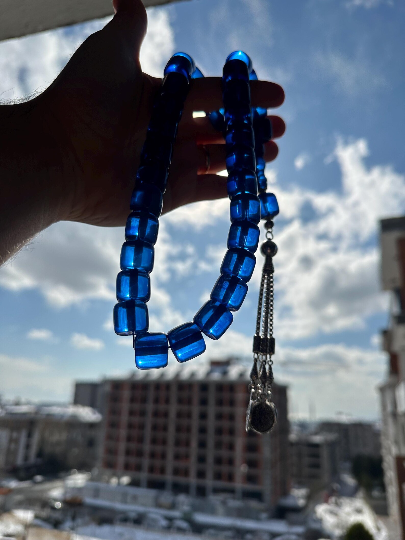 Handcrafted Deep Blue Resin Tasbih Islamic Prayer Beads With Silver ...