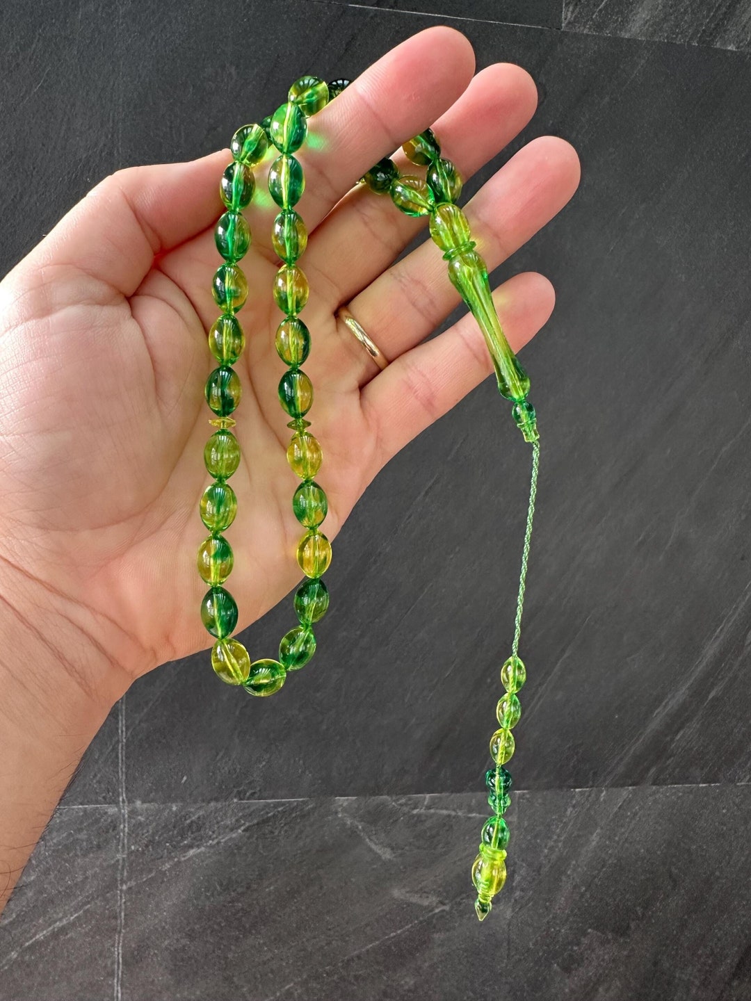 Vintage Amber Tasbih, 33 Handmade Resin Prayer Beads, Ottoman Misbaha ...