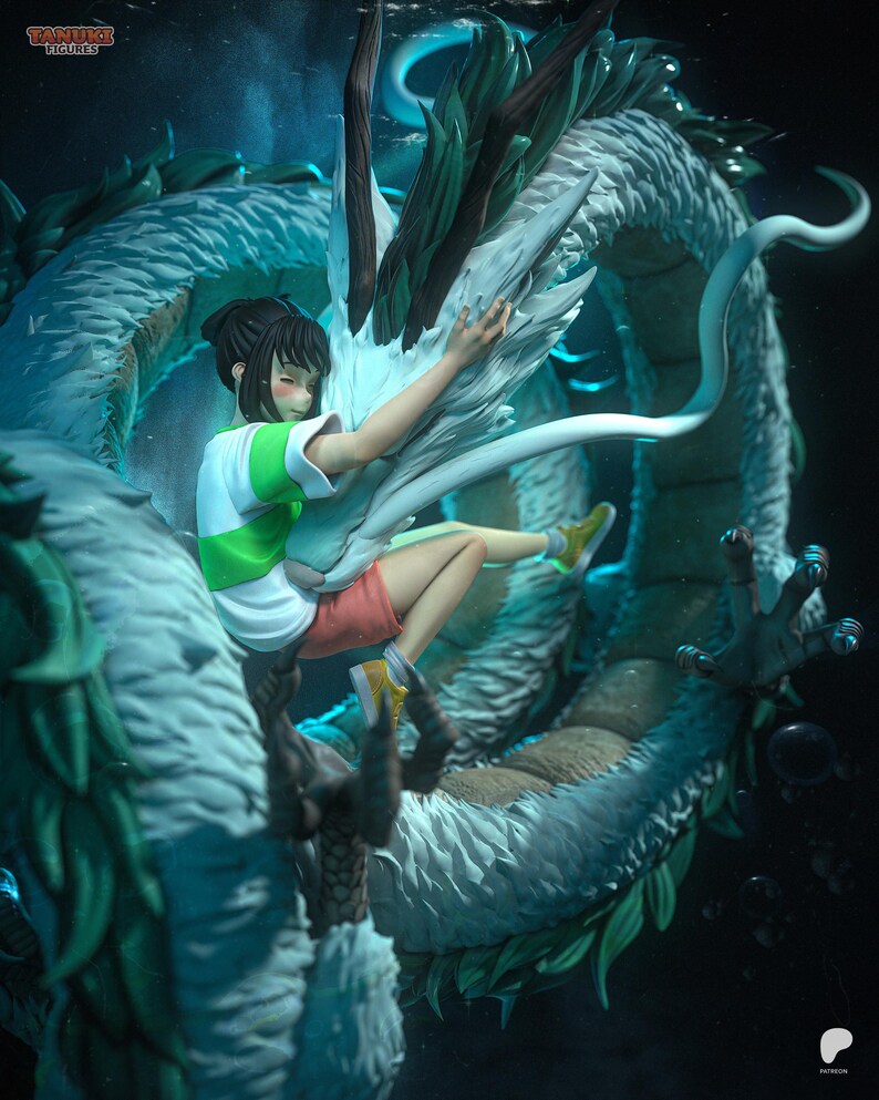 Chihiro & Haku Spirited Away STL | Anime Statue 3D Print Model | Wall ...