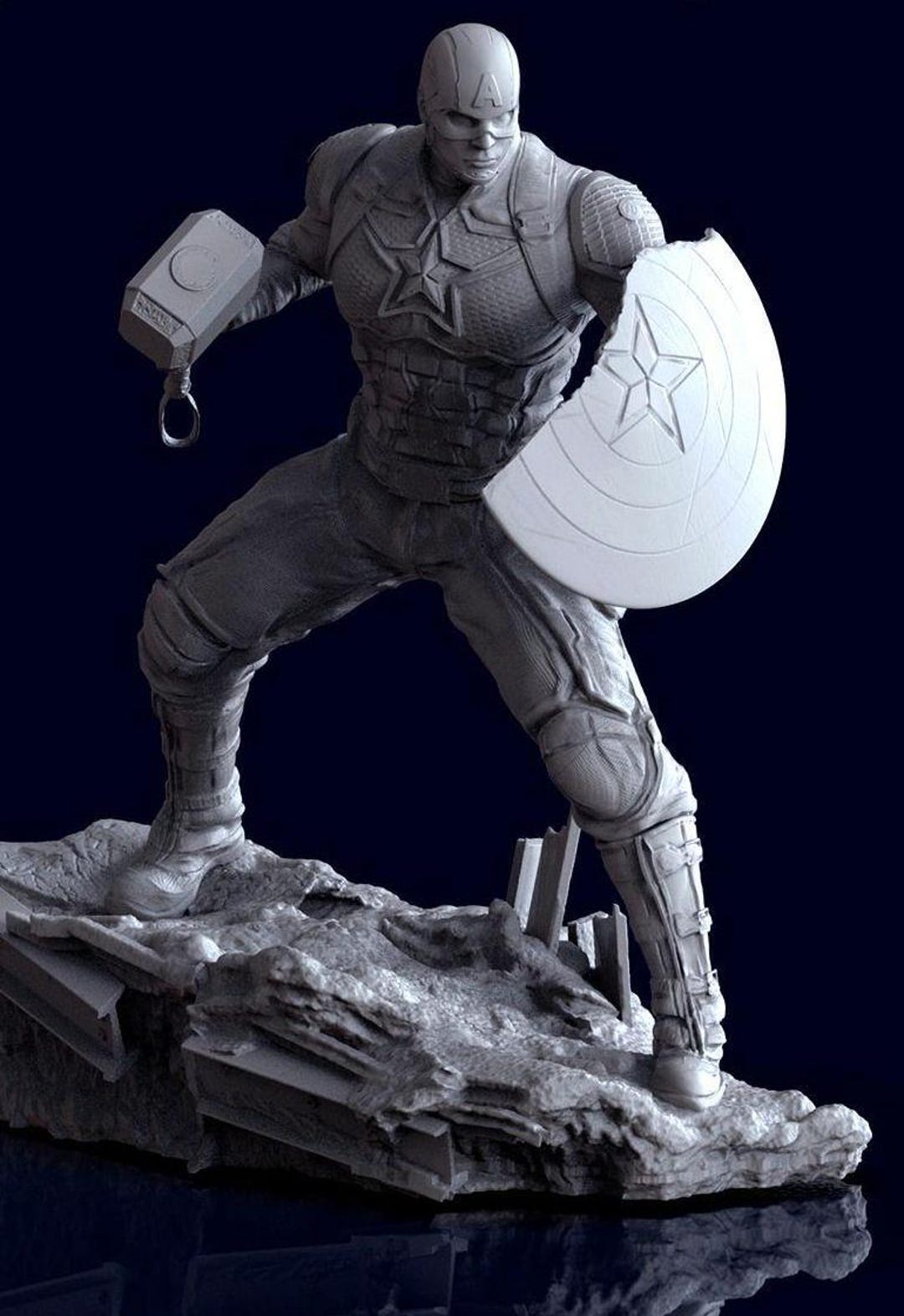 Captain America 3D Model STL File: Endgame Action Pose (digital ...
