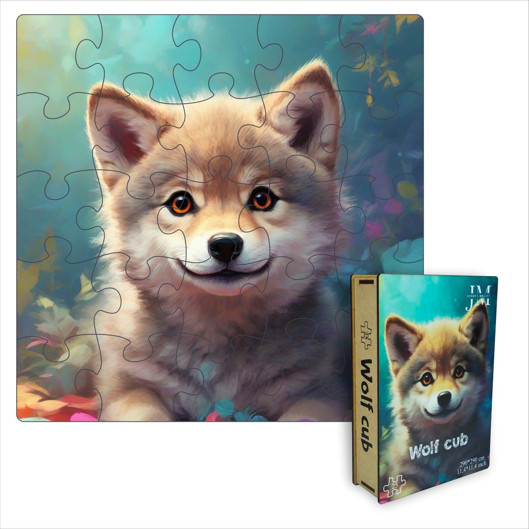 Classic Wolf Cub Puzzle for Children Aged 4-8 | 25 Pieces | Rectangular ...