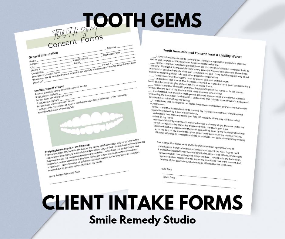 TOOTH GEM Client Consent Forms Printable PDF Comprehensive Intake Forms ...