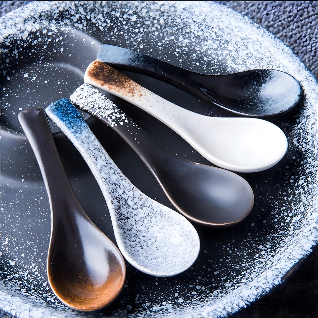 Elegant Ceramic Soup Spoons Aesthetic Ramen and Pho Spoons Noodle Spoon ...