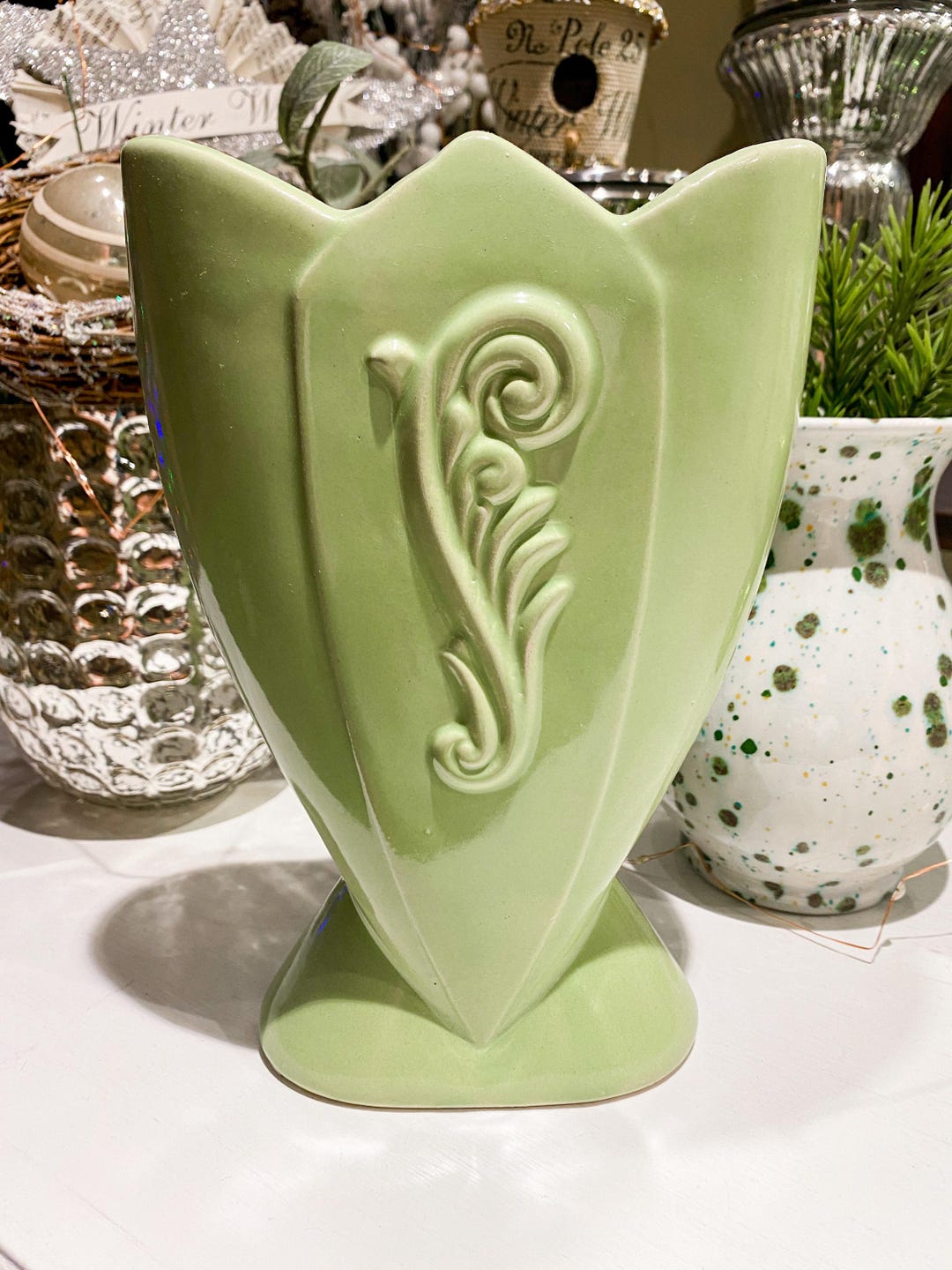 Vintage Winfield Pasadena Pottery Green Tulip Shaped Vase - Retro Styling - Etsy