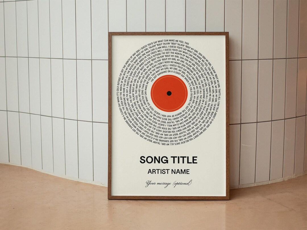 Custom Song Lyric Print, Printable Song Poster, Personalized Music Art ...