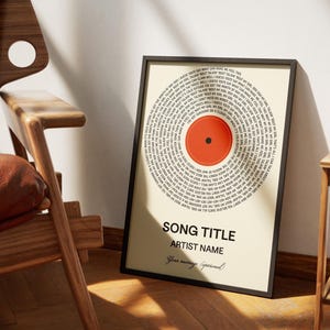 Custom Song Lyric Print, Printable Song Poster, Personalized Music Art ...