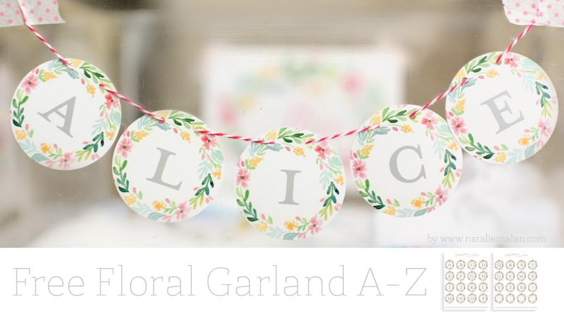 FIVE INCH Floral Watercolor A-Z ABC Garland - Etsy