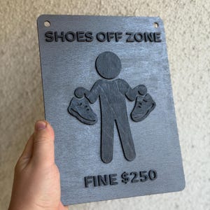 Funny Shoes off Zone Sign: Layered Wood Entrance Decor, Birch, Walnut ...