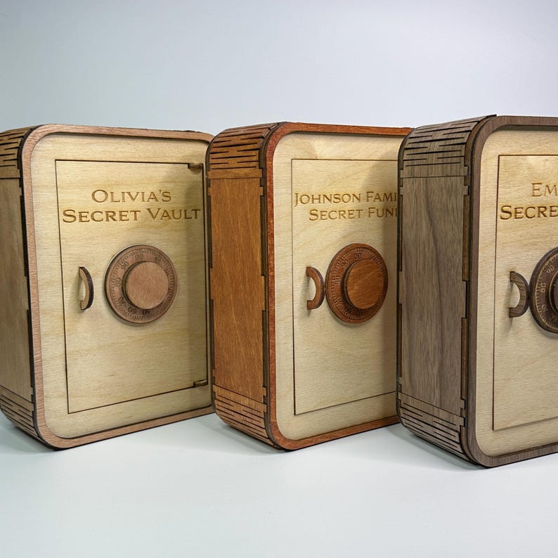 Personalized Wooden Piggy Bank Safe With Lock: Custom Engraved Money ...