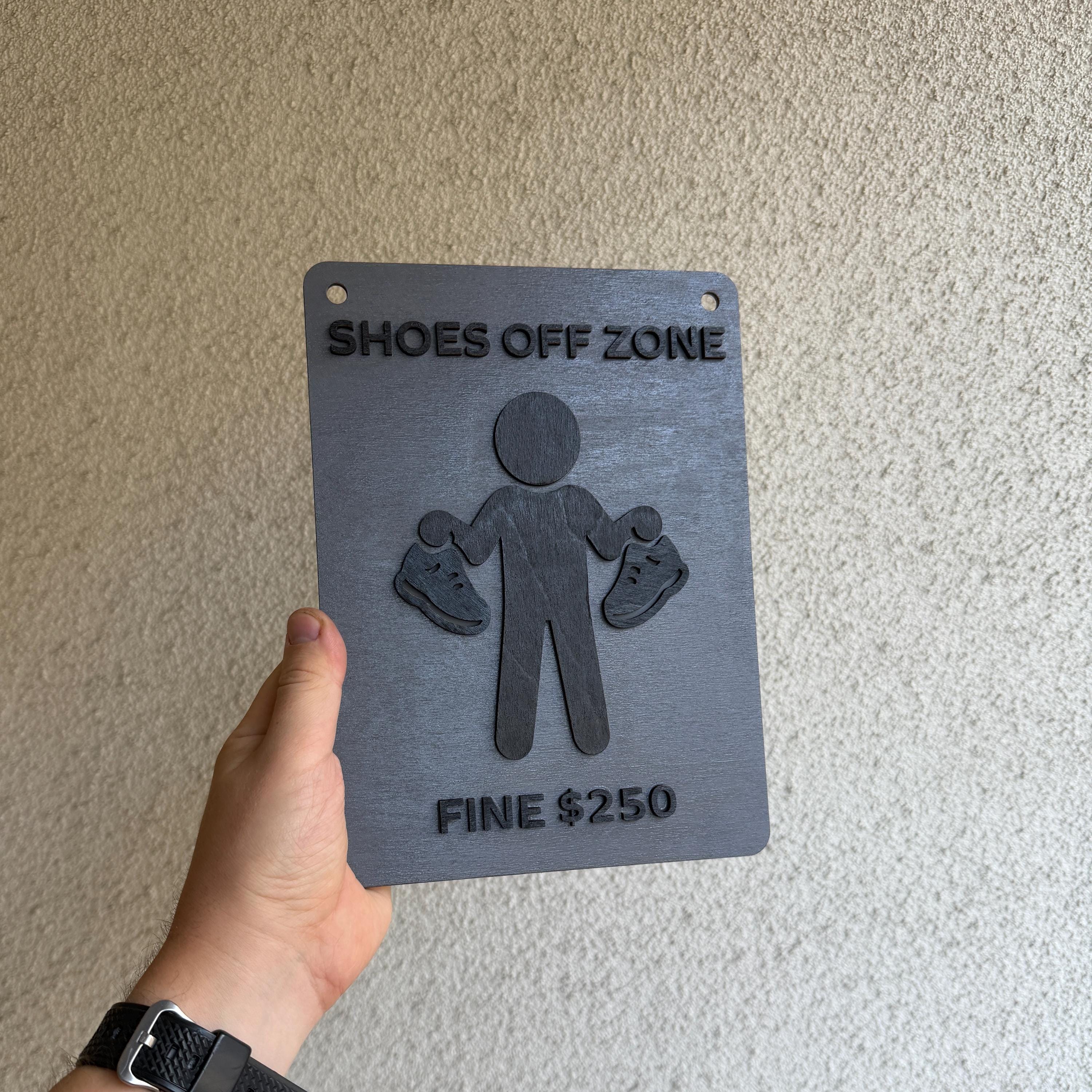 Funny Shoes off Zone Sign: Layered Wood Entrance Decor, Birch, Walnut ...