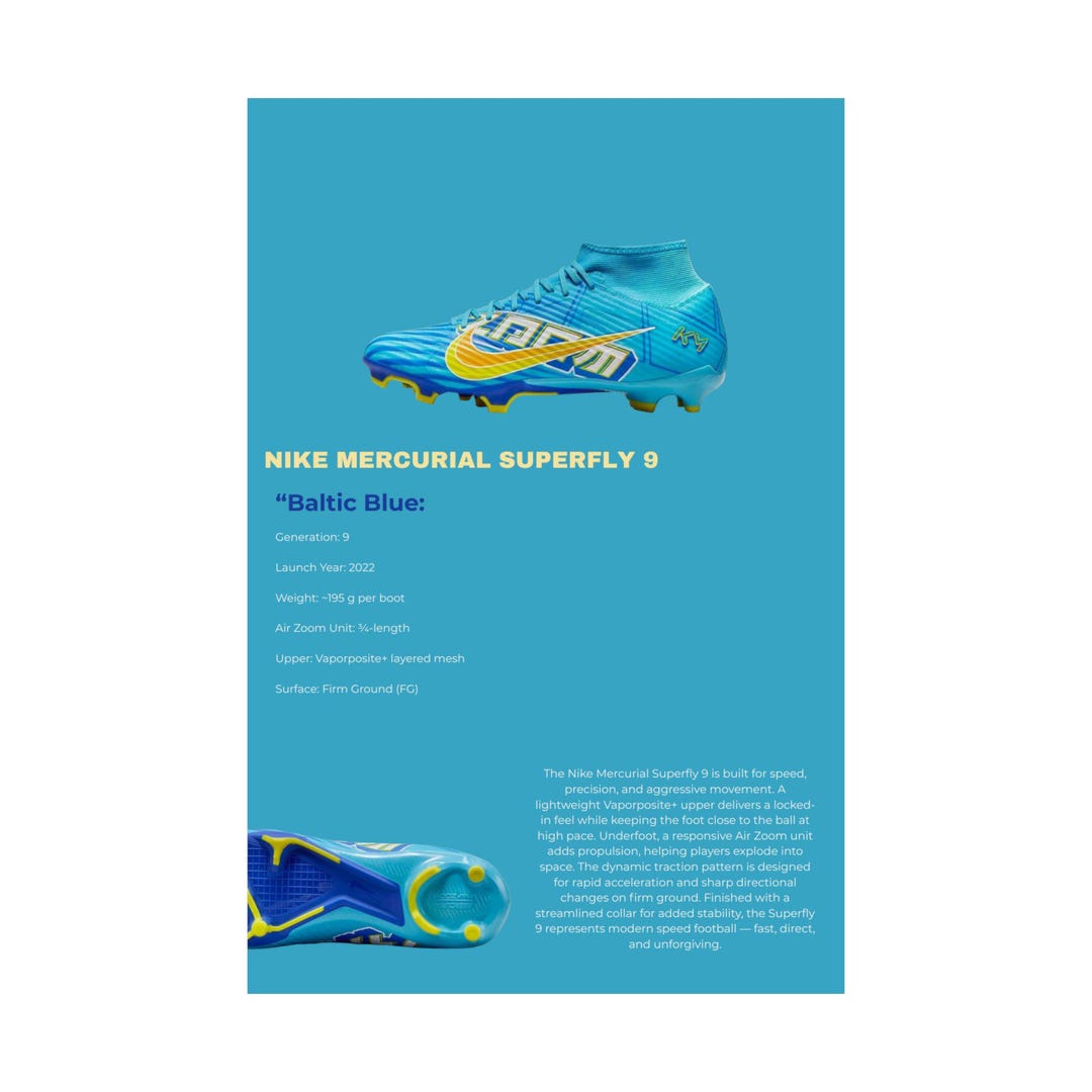 Blue Mercurial Superfly 9 KM Poster | Football Boots Wall Art | Soccer ...