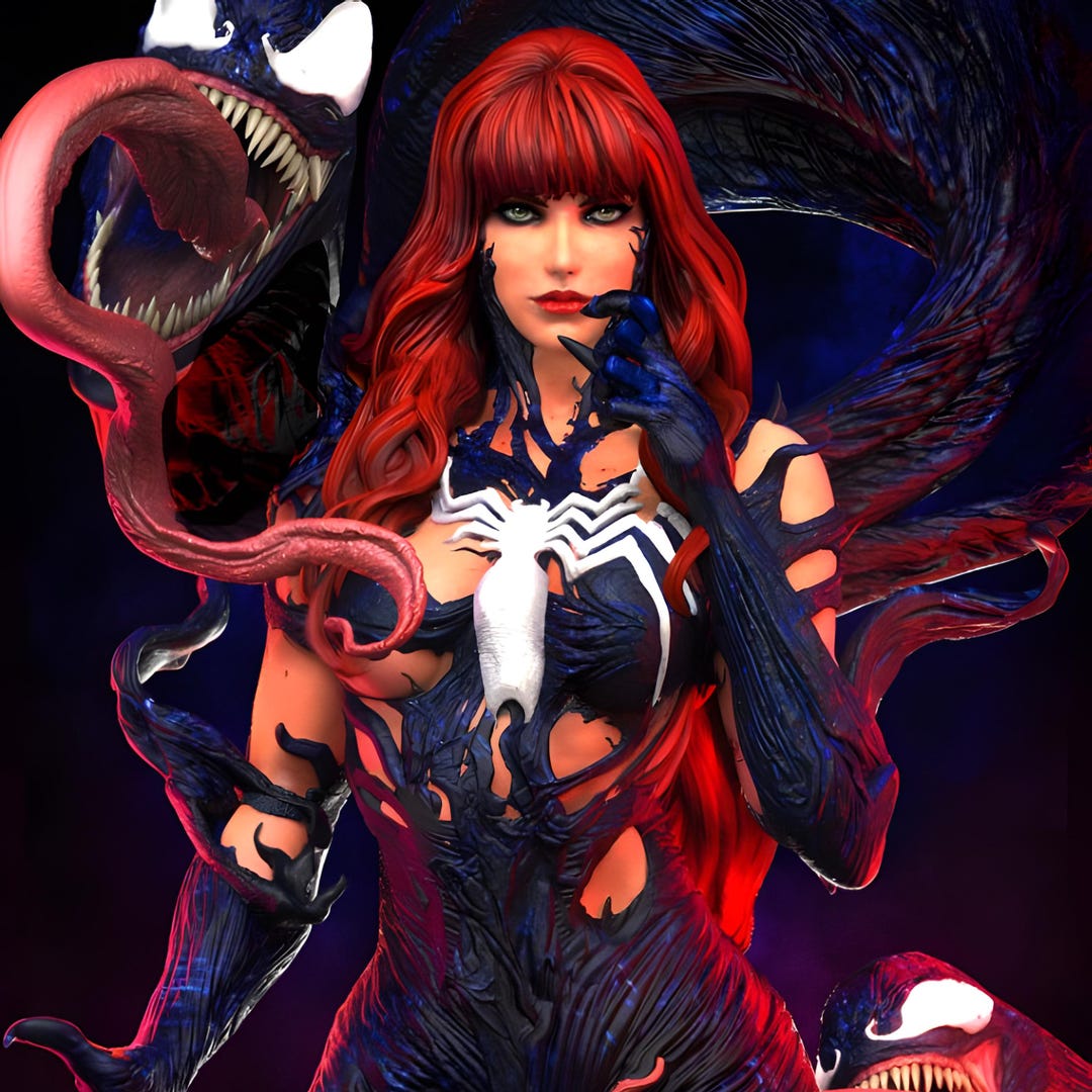 Venomized Mary Jane 3D STL Model Printable Sculpture Collectible Art ...