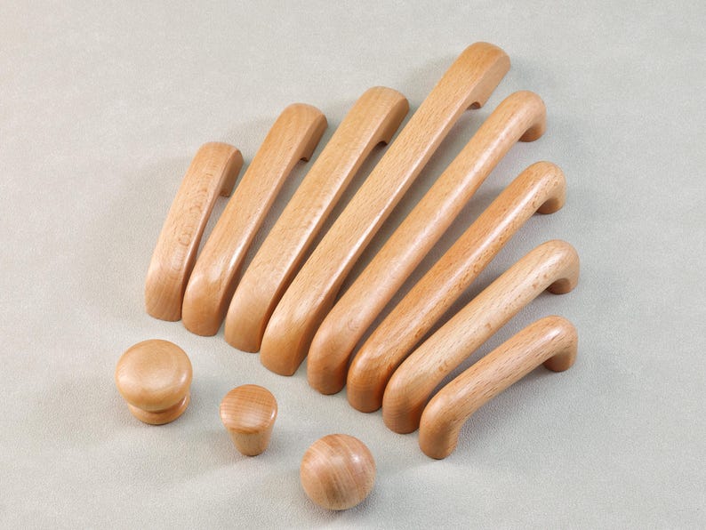 Natural Solid Wood Handles Kitchen Cabinet Door Handles Dresser Drawer ...
