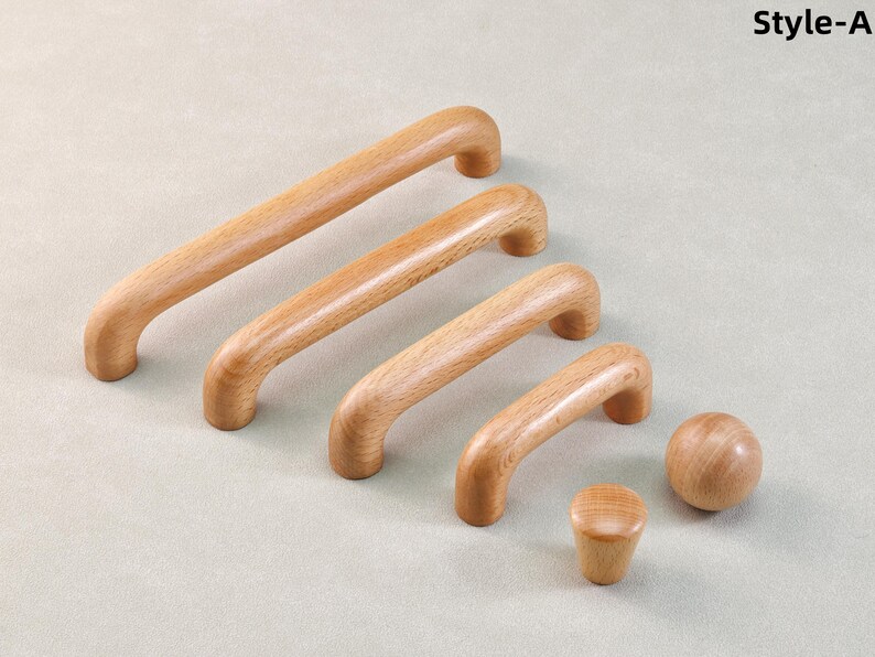 Natural Solid Wood Handles Kitchen Cabinet Door Handles Dresser Drawer ...