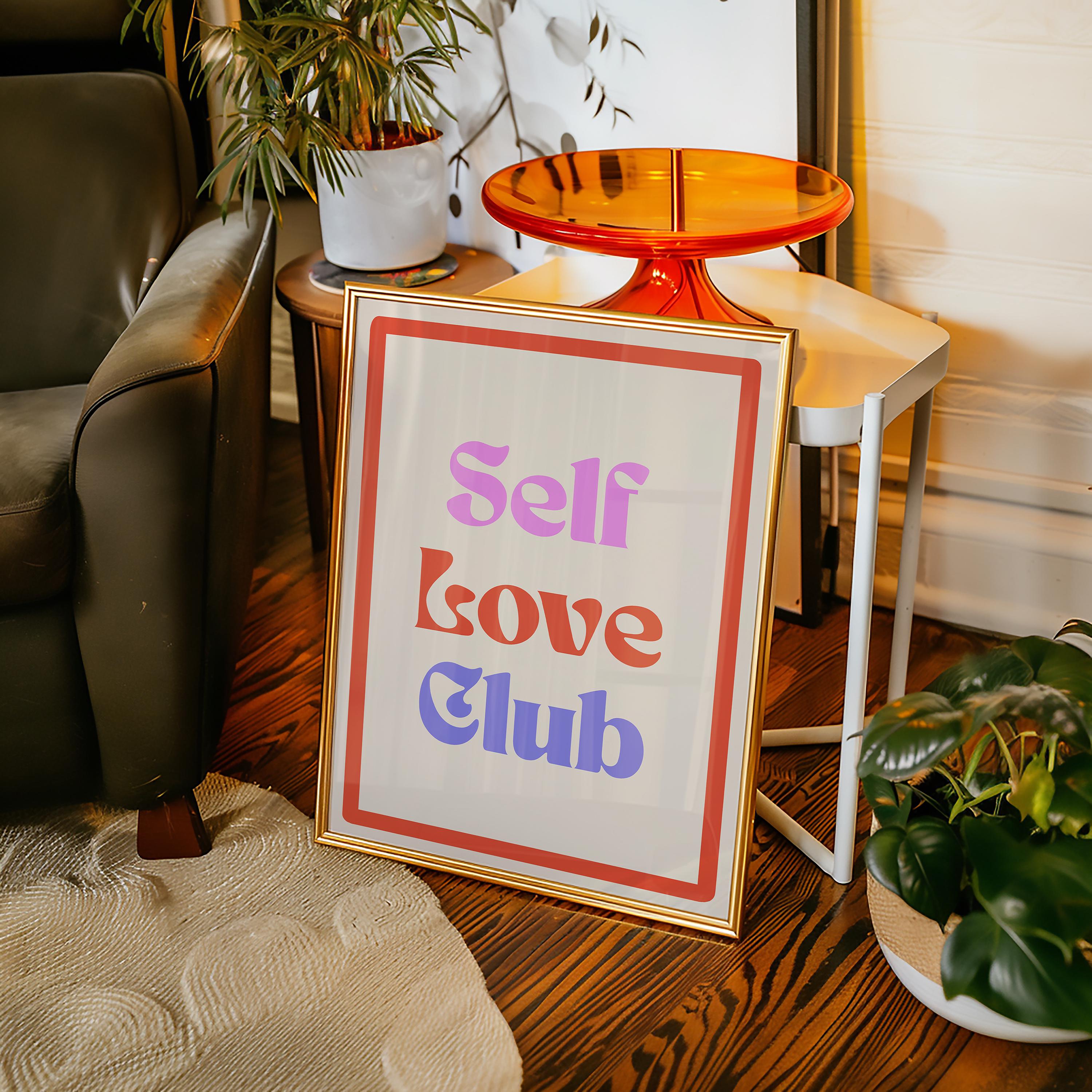 Self Love Club, Retro Wall Art, Digital Download Print, Positive ...