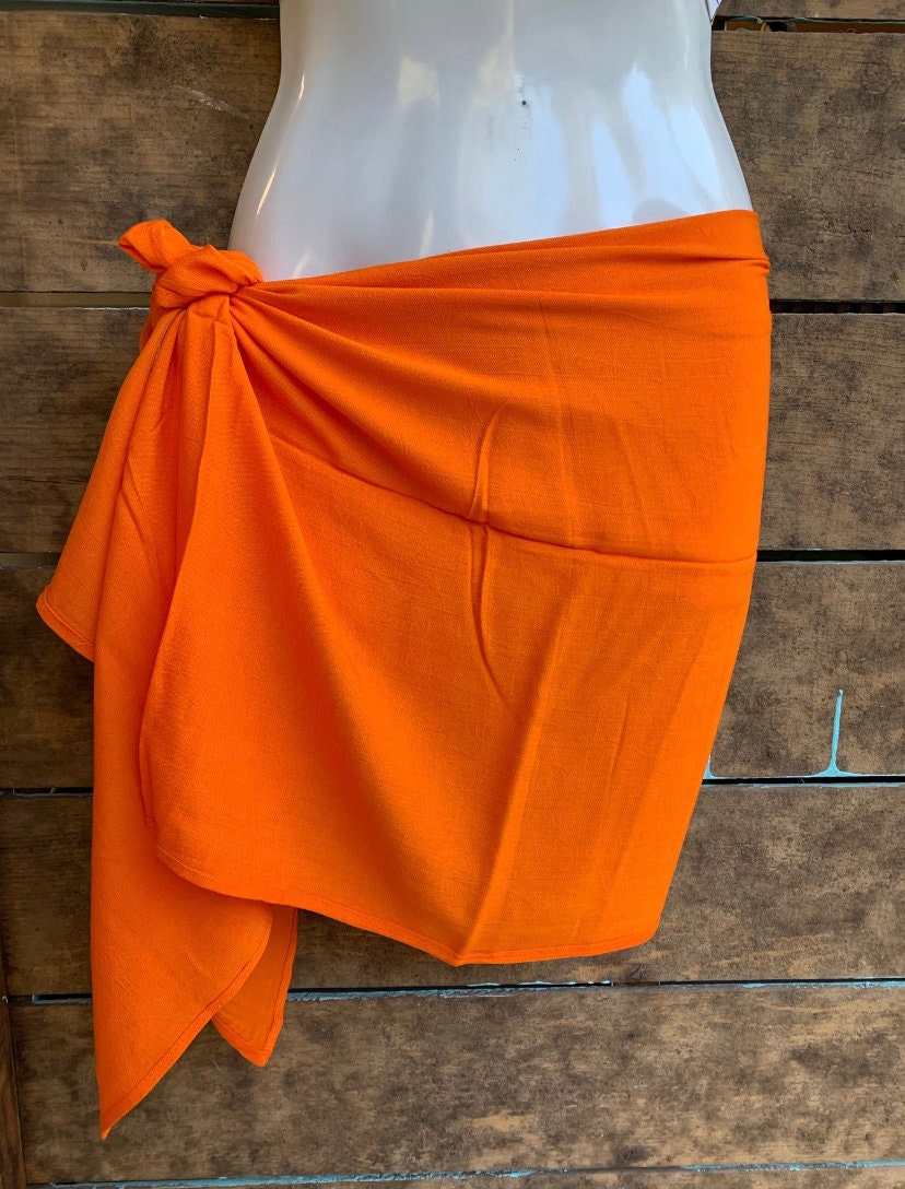 Tahitian PAREU ORANGE No Fringe Pareo - Etsy