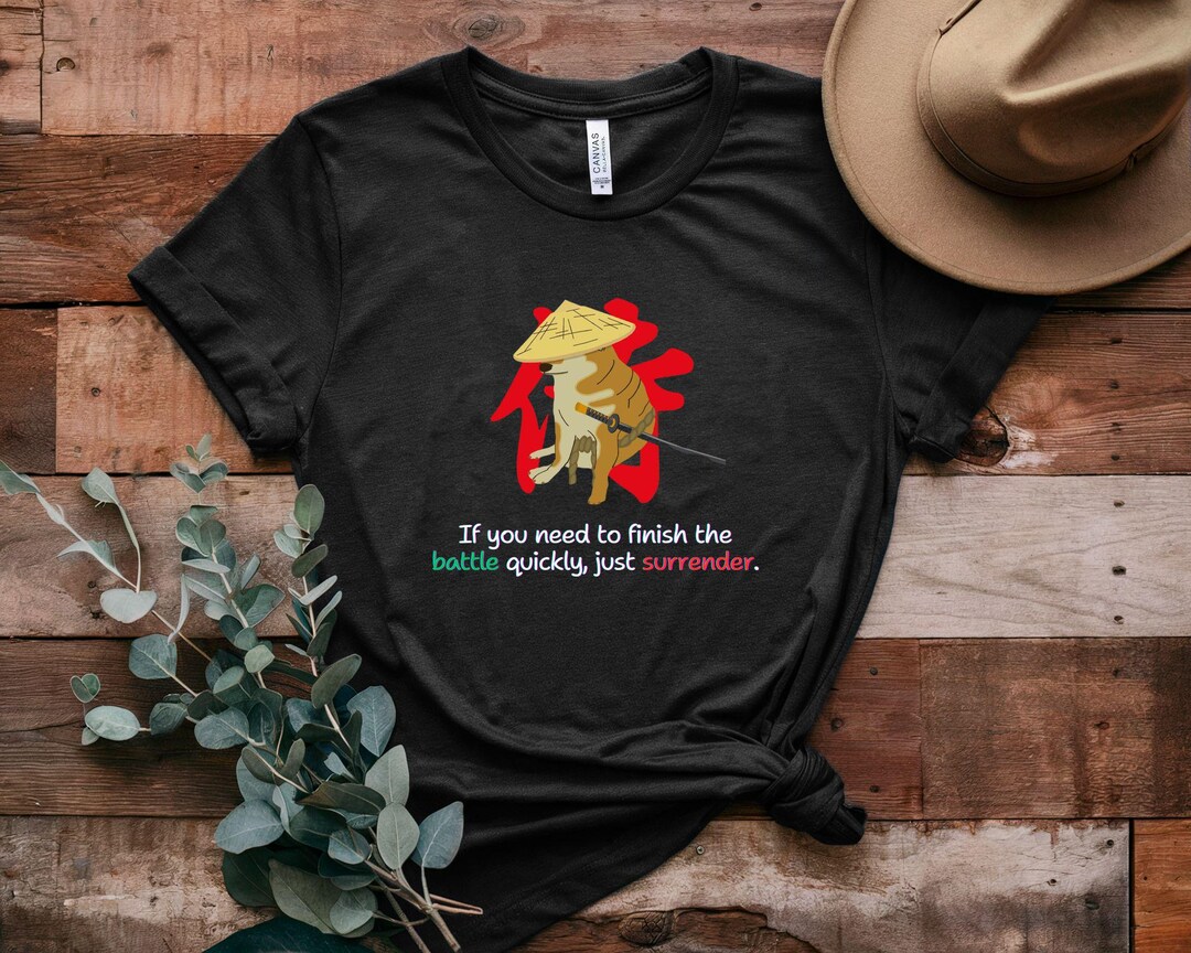 Samurai Cheems Doge Unisex Tee Shirt, Gaming Joke Art of War Tshirt ...
