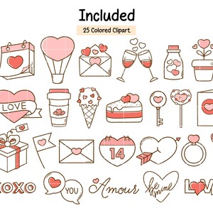 Valentine Clipart Bundle, Valentine Doodle Clip Art Set, Valentine's ...