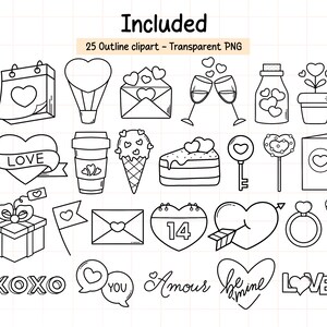 Valentine Clipart Bundle, Valentine Doodle Clip Art Set, Valentine's ...