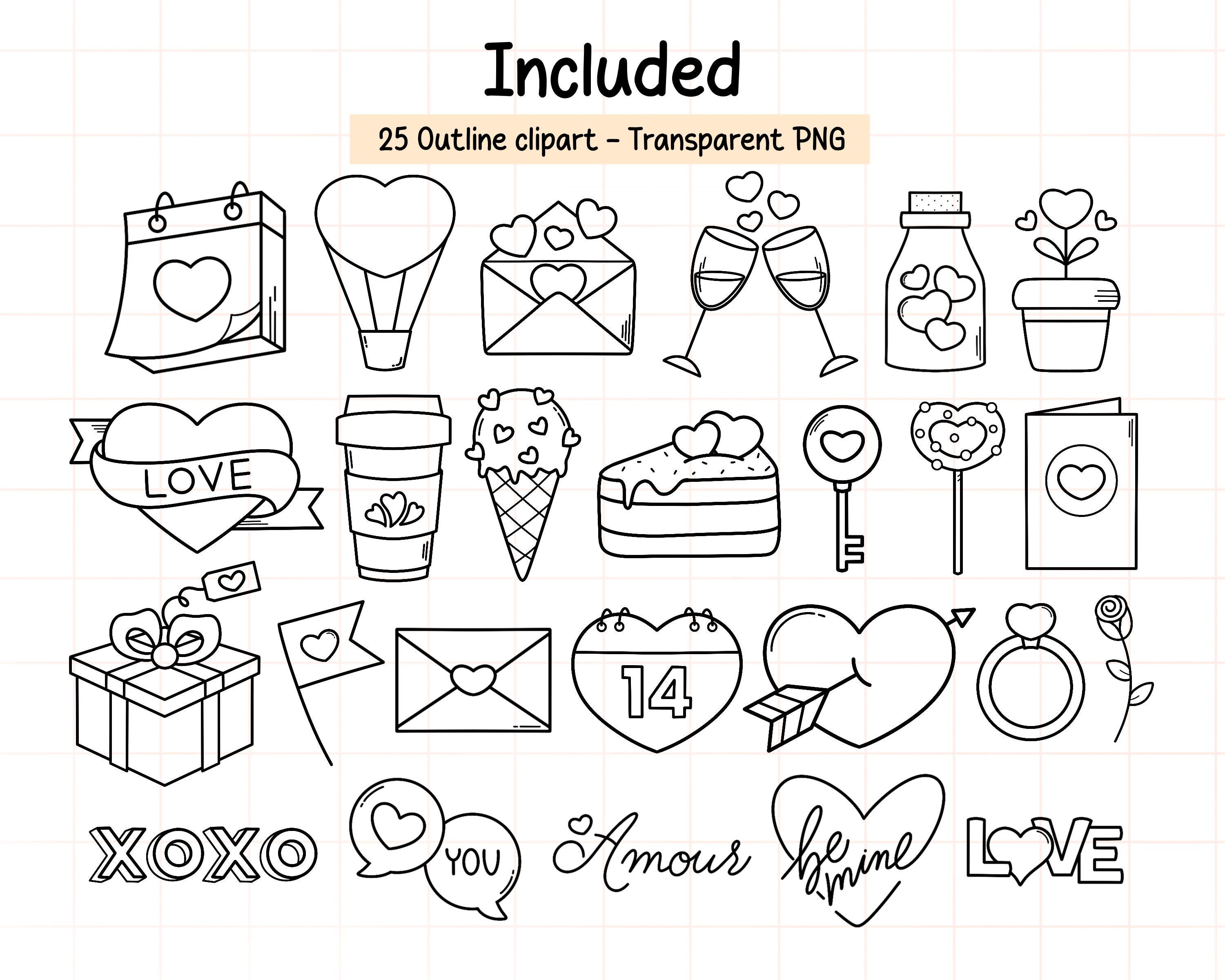Valentine Clipart Bundle, Valentine Doodle Clip Art Set, Valentine's ...