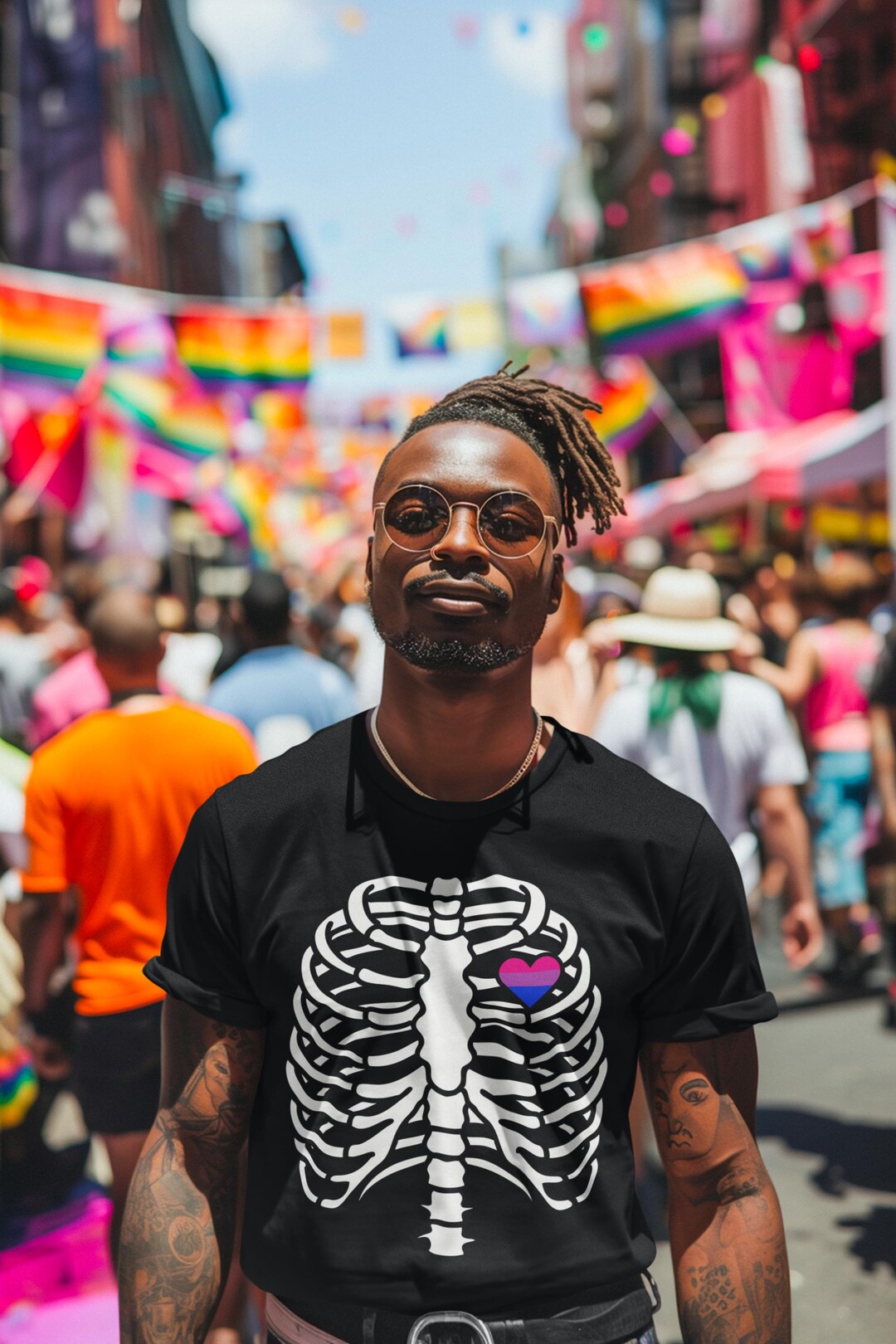 Bisexual Skeleton Shirt-rainbow Heart Tee, Queer Pride Tshirts, LGBT ...