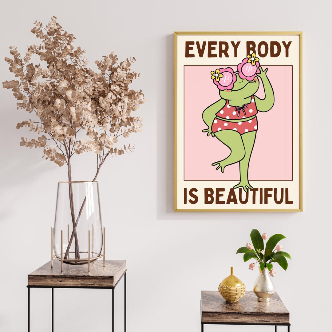 Every Body is Beautiful Summer Frog Art Print- Printable Digital Art ...
