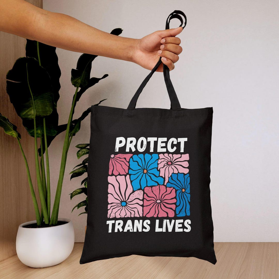 Protect Trans Lives Tote Bag-retro Subtle Transgender Youth Genderqueer ...