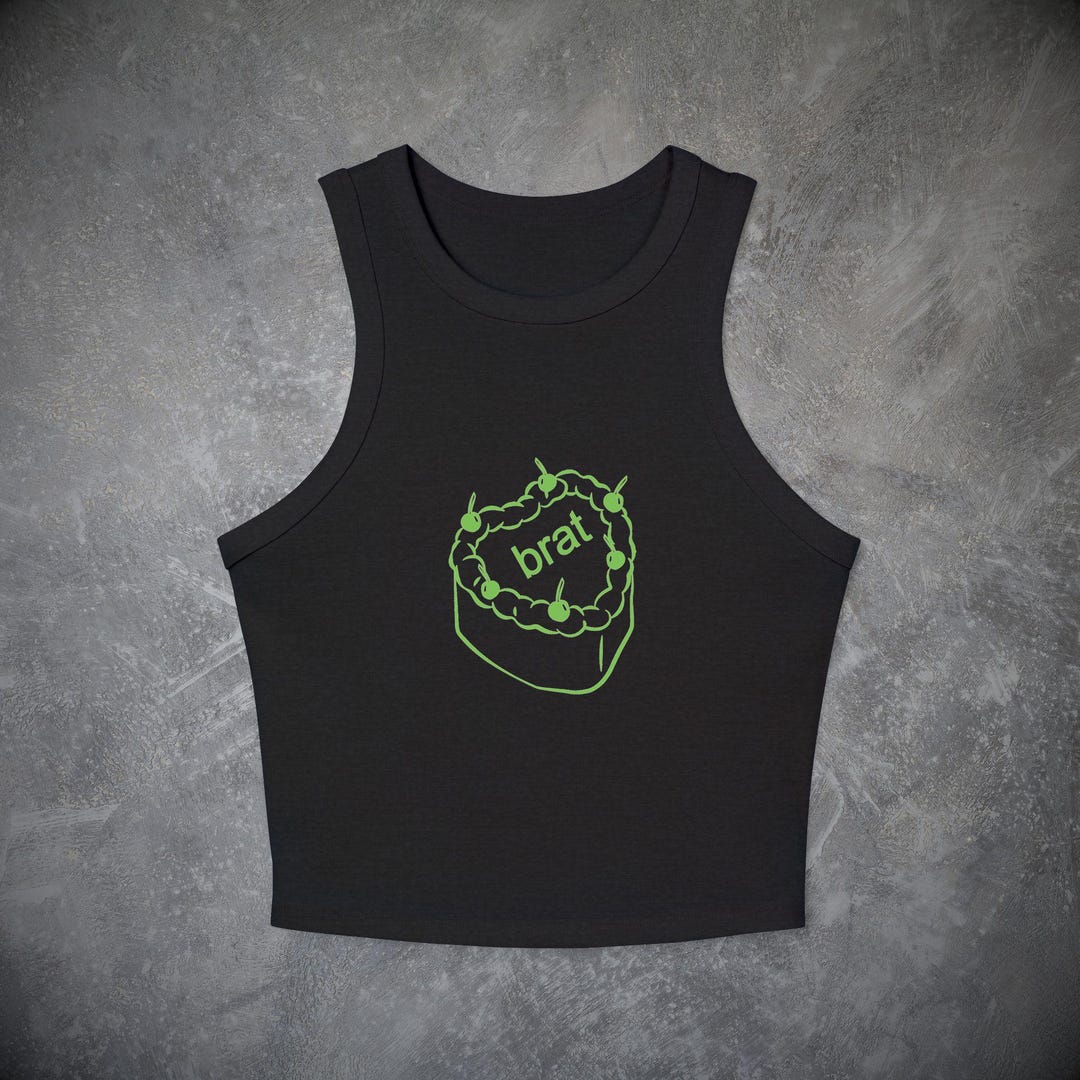 Brat Meme Racer Tank Top- Brat Summer Cherry Cake Y2k Style Baby Tee ...