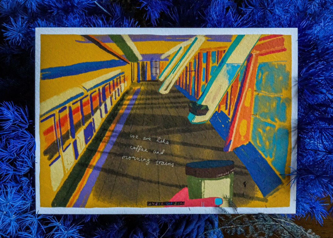 Morning Trains Art Illustration Print - Etsy