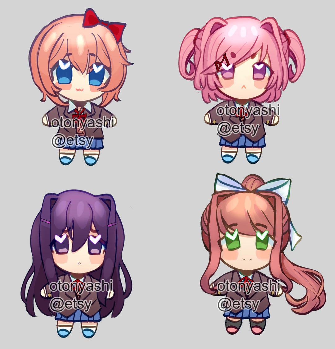 PRE ORDER Doki Doki Literature Club Chibi Glitter Acrylic Keychain 2.5 Horror Visual Novel DDLC ...