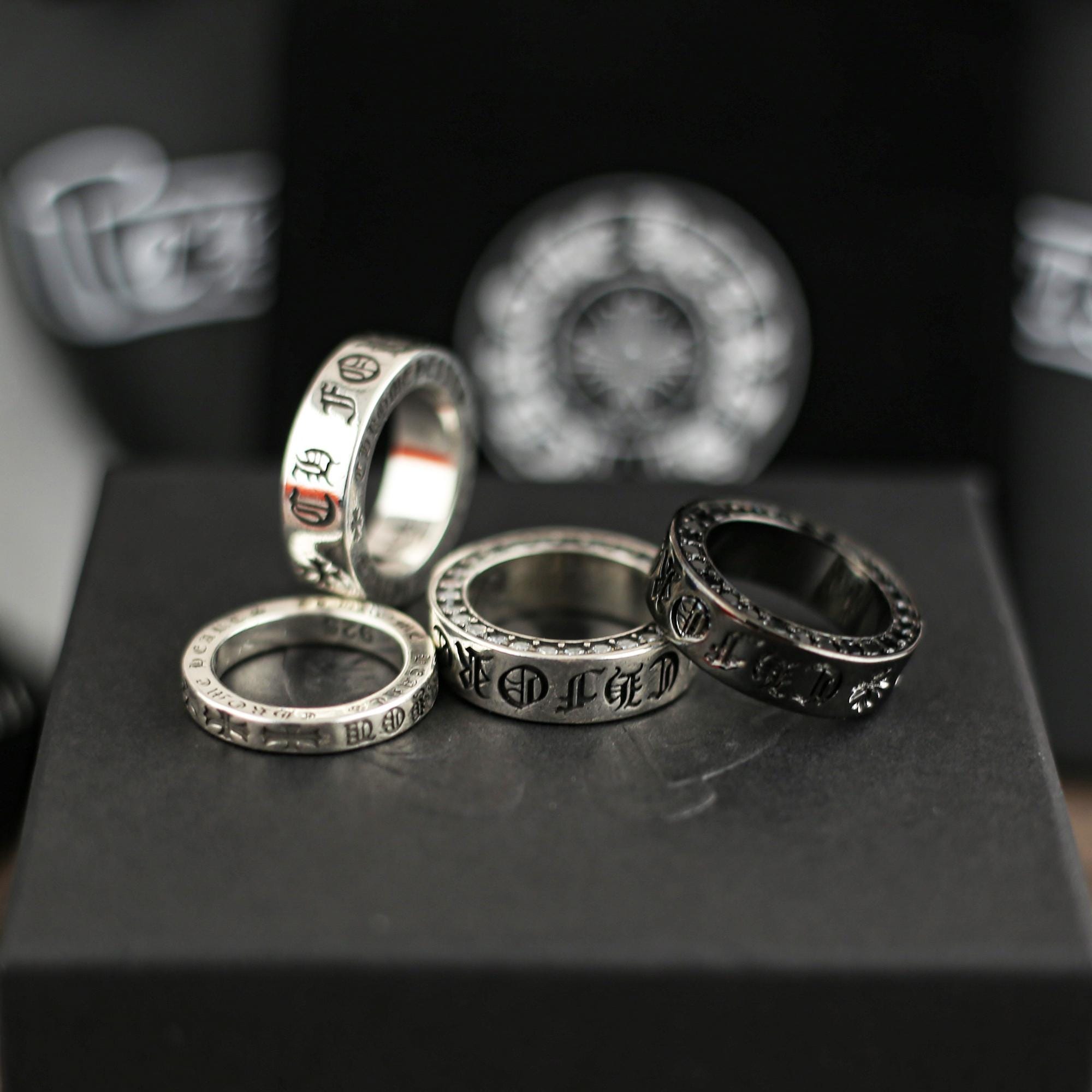925 Silver Chrome Hearts Ring - Etsy 925 Silver Chrome Hearts Ring - Etsy