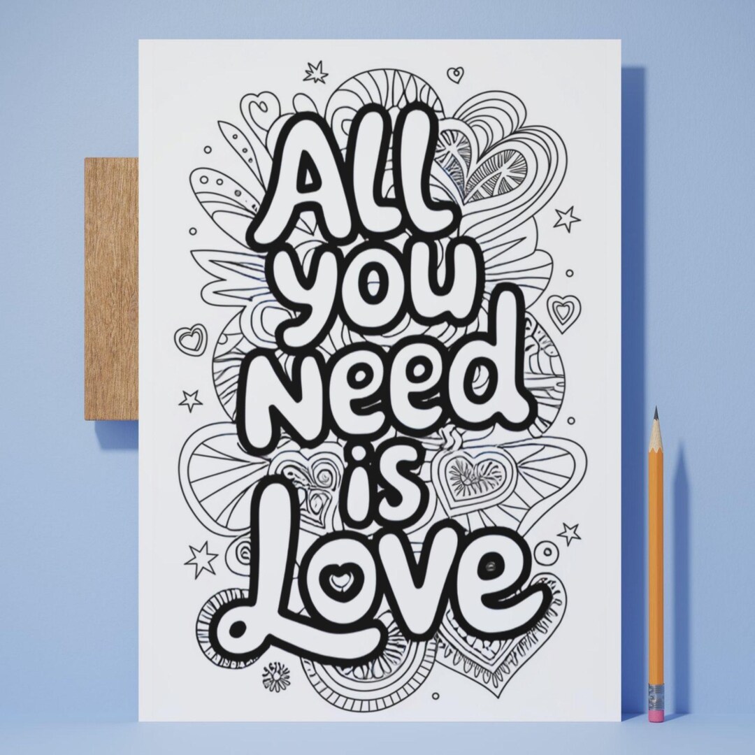 Zentangle Love Quotes Coloring Pages Mindful Relaxation Activity Stress ...