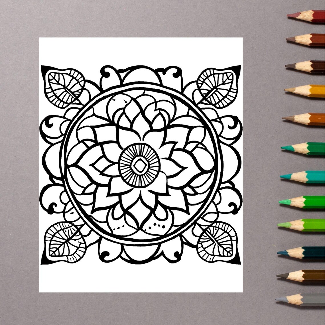 Zentangle Floral Mandala Coloring Page, Mindful Art, Relaxation ...