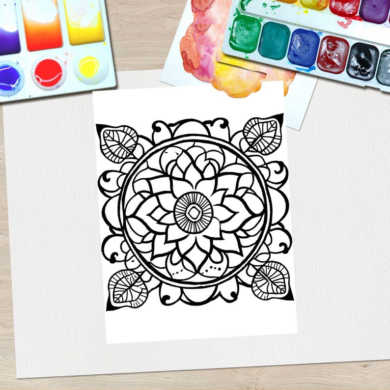 Zentangle Floral Mandala Coloring Page, Mindful Art, Relaxation ...