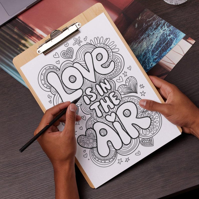 Zentangle Love Quotes Coloring Pages Mindful Relaxation Activity Stress ...