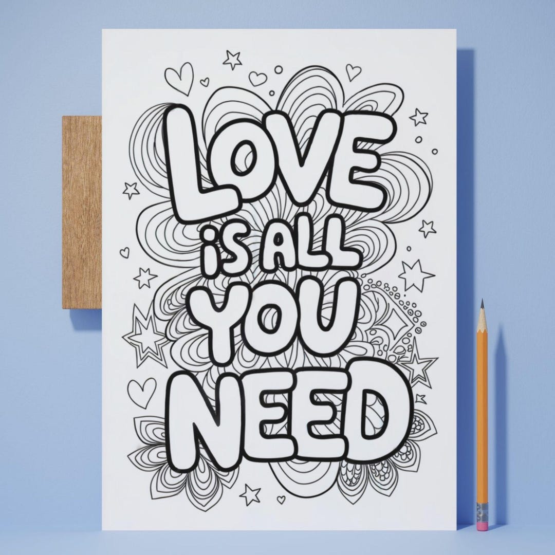 Zentangle Love Quotes Coloring Pages Mindful Relaxation Activity Stress ...