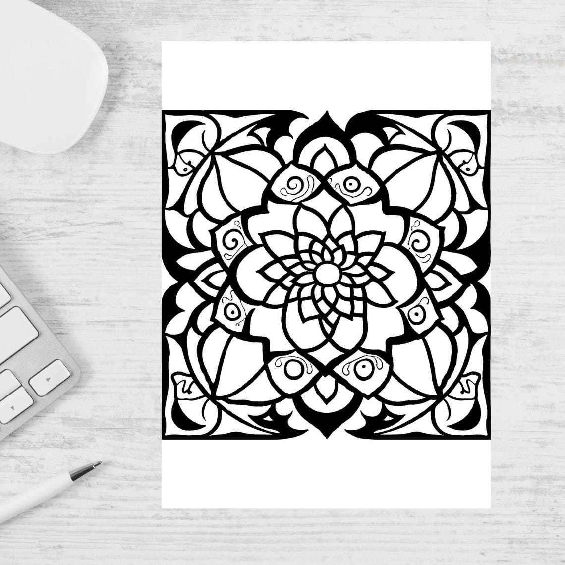 Zentangle Floral Mandala Coloring Page, Mindful Art, Mandala Coloring ...