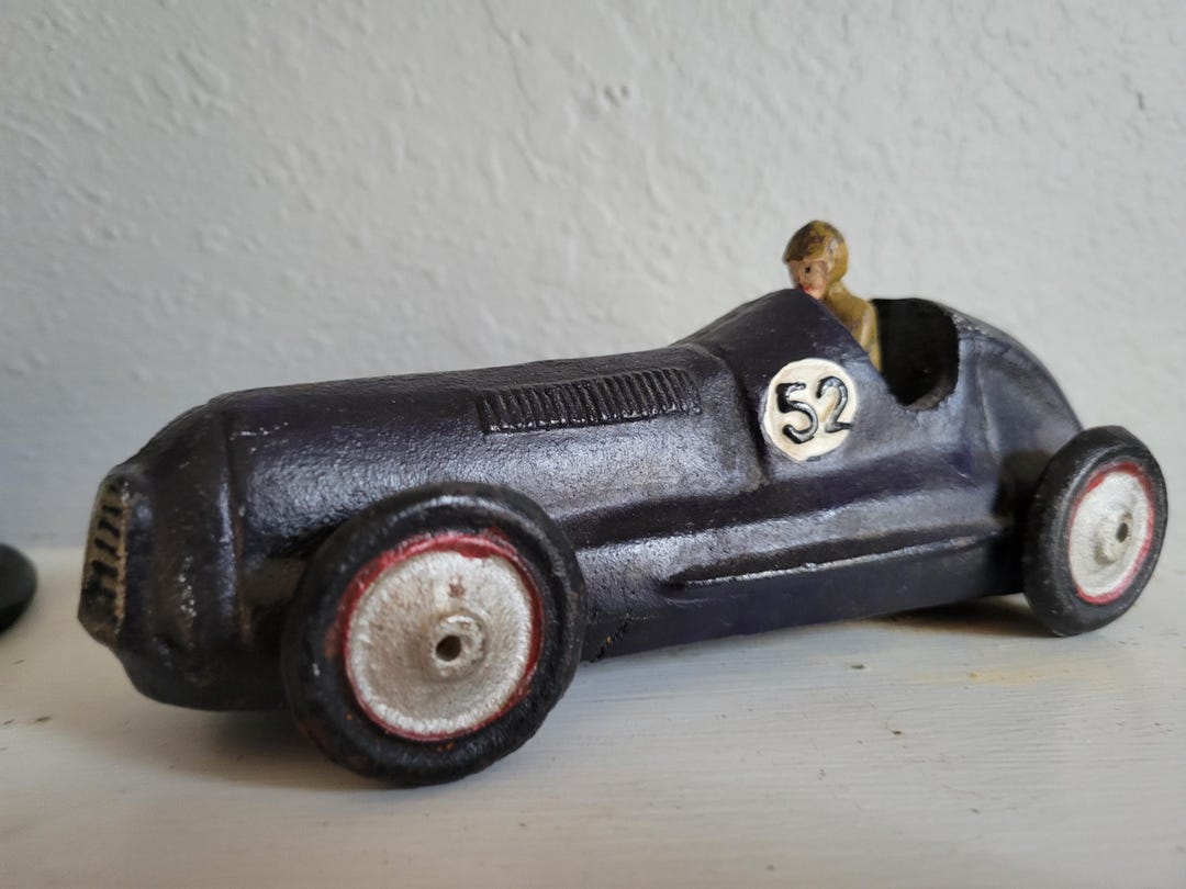 Vintage #52 Cast Iron Race Car. - Etsy