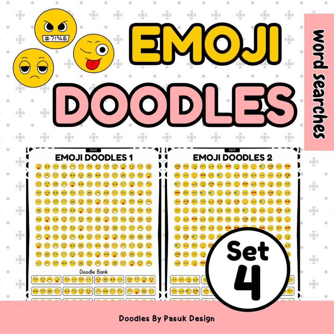 Emoji Doodle Word Searches Puzzles Set4 Worksheet Fun Challenge ...