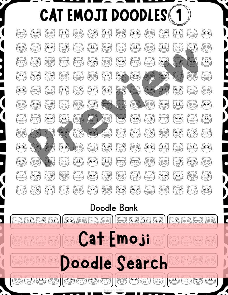 Cat Emoji Doodle Word Searches Puzzles Fun Activities, Early Finisher ...
